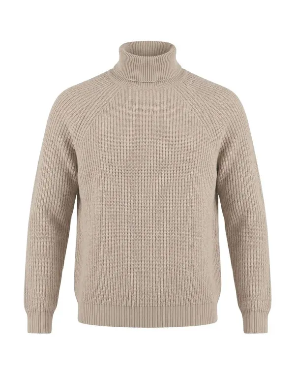 Alpha Studio Wool And Cashmere Turtleneck Sweater - Beige