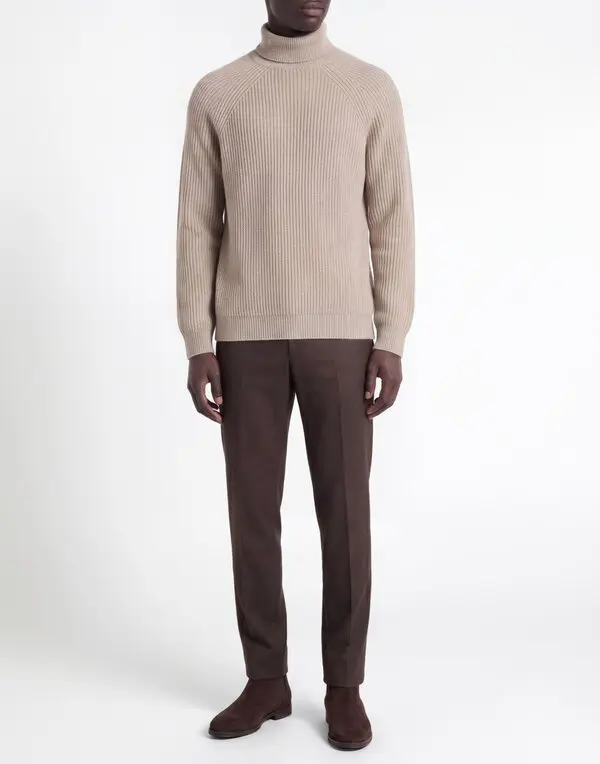 Alpha Studio Wool And Cashmere Turtleneck Sweater - Beige