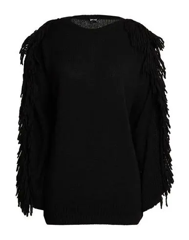 Just Cavalli Crewneck Sweater With Fringe Detail - Black