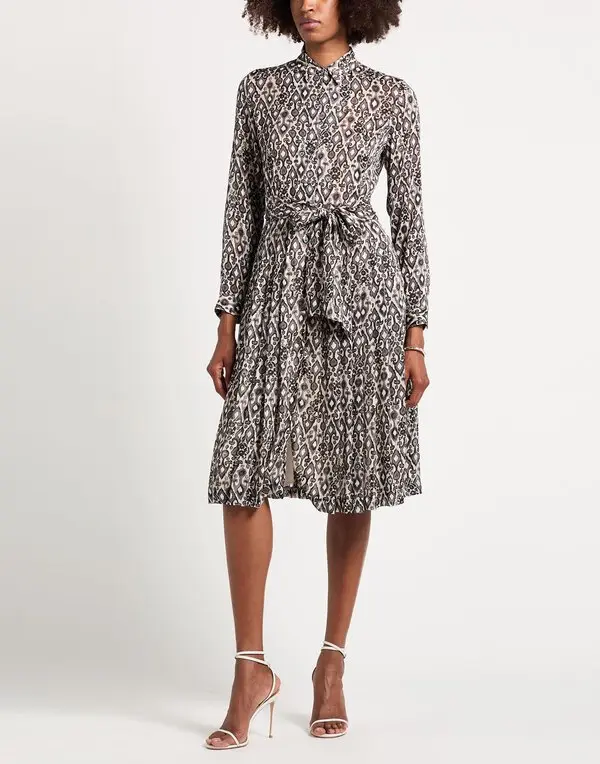 CALIBAN Multicolor Metallic Georgette Midi Shirt Dress