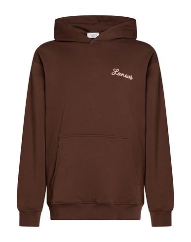 LANEUS Cotton Terry Hoodie With Embroidered Logo - Brown