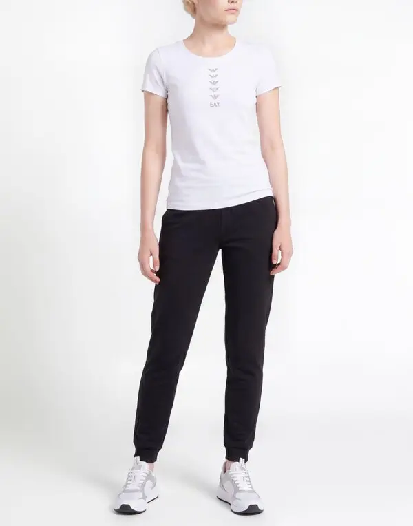 EA7 Cotton & Elastane Logo Print Crewneck T-shirt - White
