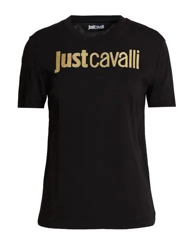 Just Cavalli Cotton Jersey T-shirt With Glittered Logo - Black
