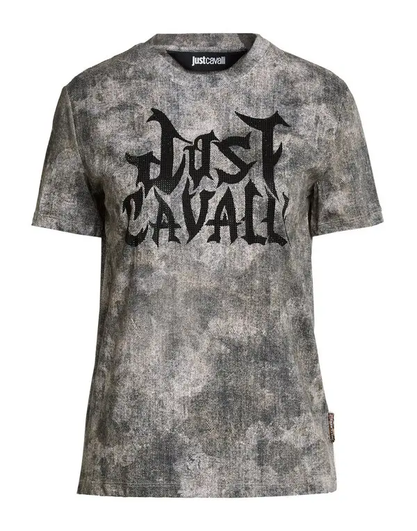 Just Cavalli Multicolor Crystal Logo T-shirt