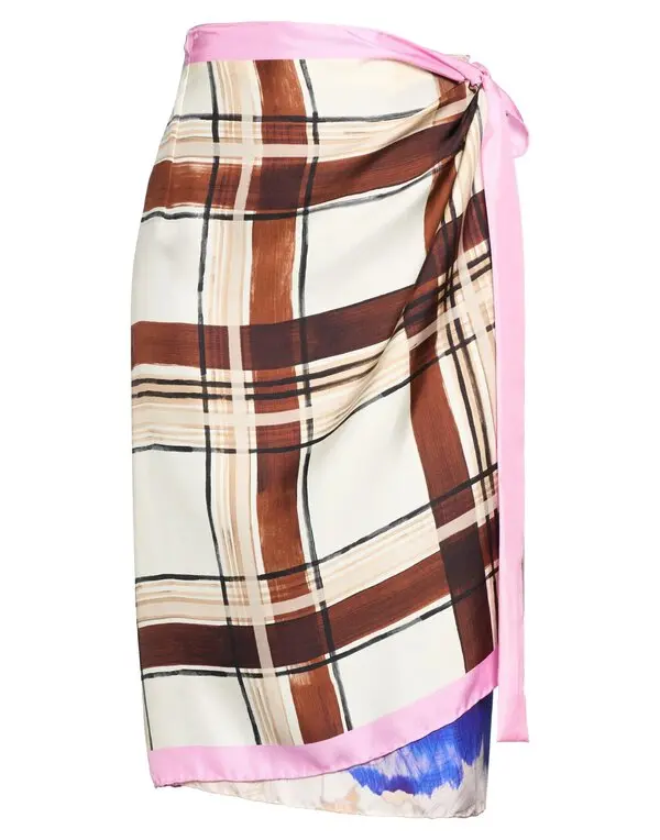 Dries Van Noten Silk Twill Tartan Midi Wrap Skirt