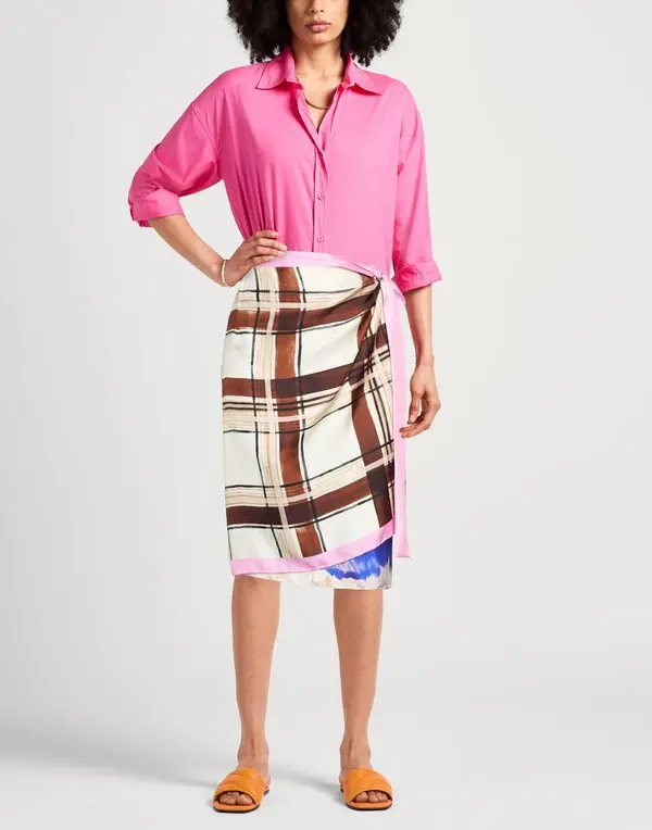 Dries Van Noten Silk Twill Tartan Midi Wrap Skirt