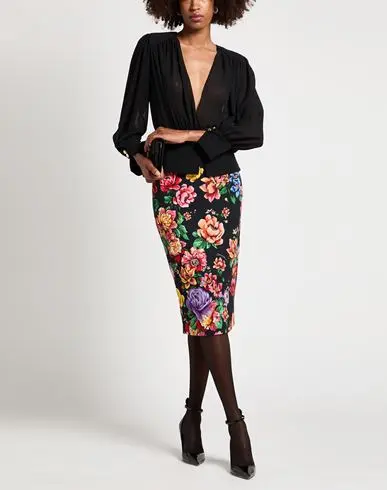 Dolce & Gabbana Floral Print Stretch Viscose Midi Skirt