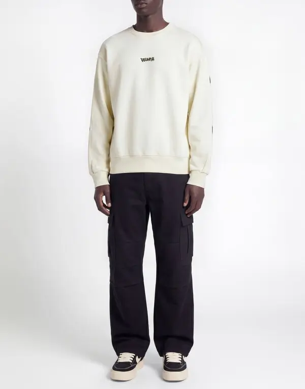 DISCLAIMER Cotton French Terry Crewneck Sweatshirt With Print - Cream