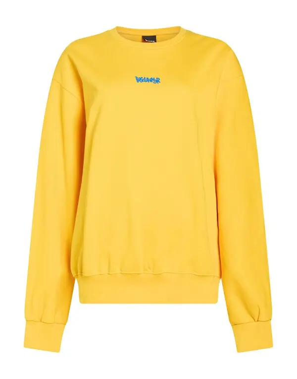 DISCLAIMER Cotton French Terry Crewneck Sweatshirt With Print - Yellow