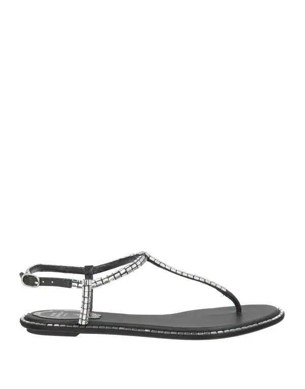 Rene Caovilla Embellished Slingback Thong Sandals - Black