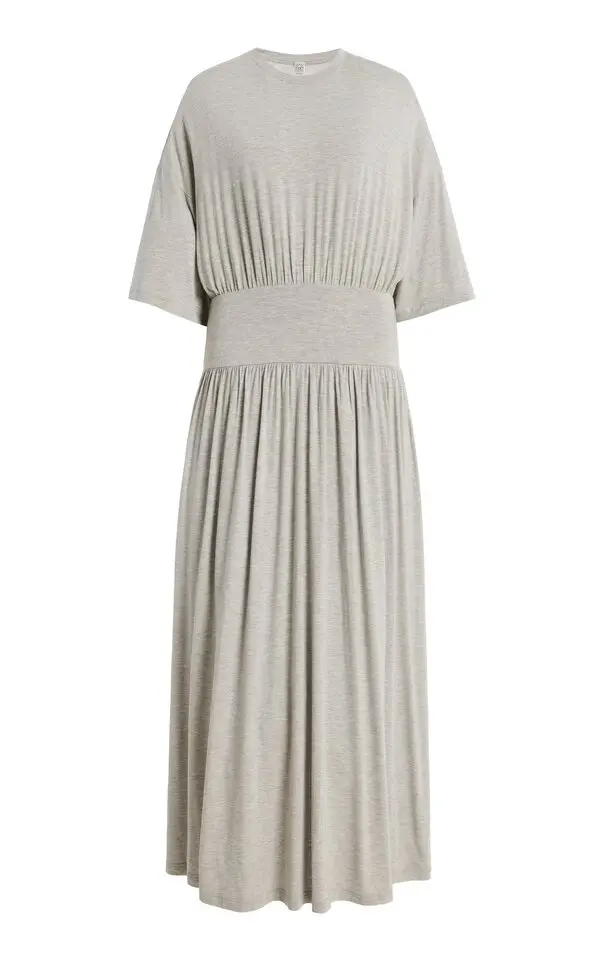TOTEME Cinched Jersey T-shirt Maxi Dress - Grey