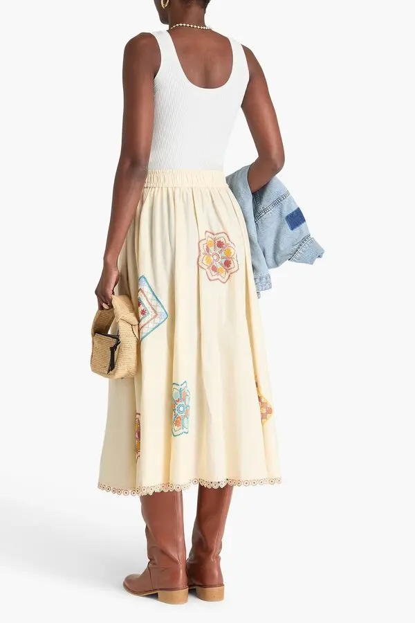 Zimmermann Crochettrimmed Cotton Midi Skirt