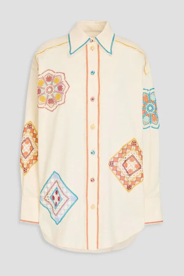 Zimmermann Crochetedtrimmed Cotton Shirt