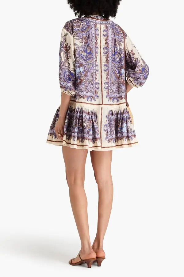 Zimmermann Paisleyprint Linen Mini Dress