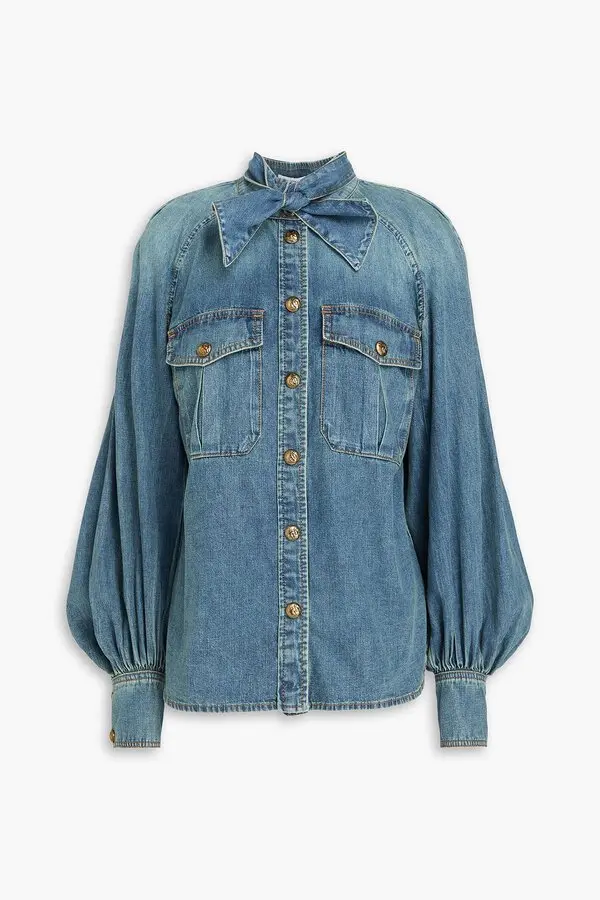 Zimmermann Pussybow Denim Shirt