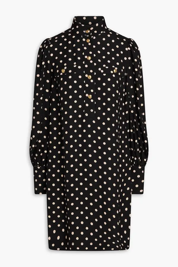 Zimmermann Crepe Mini Dress With Puffed Sleeves And Button Detailing - Black