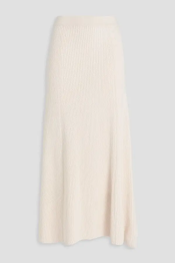 Zimmermann Ribbed Wool Midi Skirt - Ecru