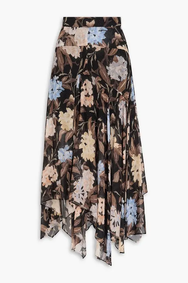 Zimmermann Pleated Floralprint Georgette Maxi Skirt