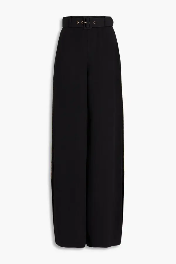 Zimmermann Chainembellished Crepe Wideleg Pants - Black