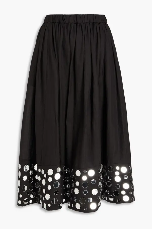 Zimmermann Embellished Ramie Midi Skirt