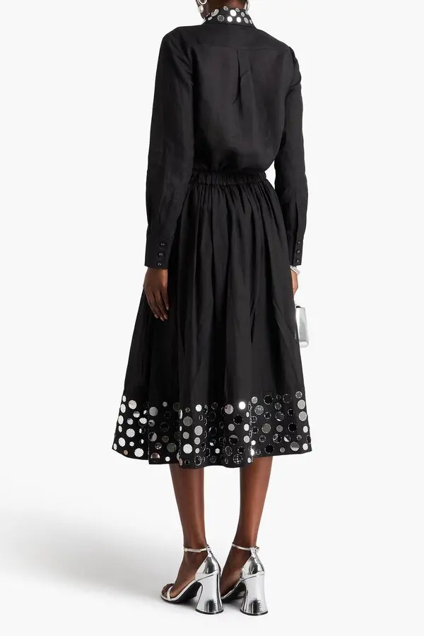 Zimmermann Embellished Ramie Midi Skirt