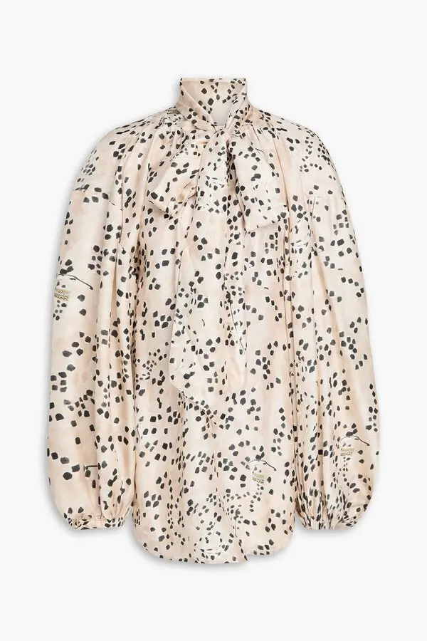 Zimmermann Pussybow Printed Silktwill Blouse