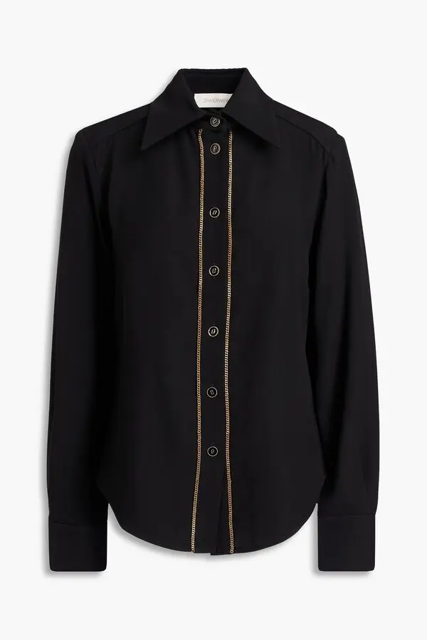 Zimmermann Chainembellished Crepe Shirt - Black