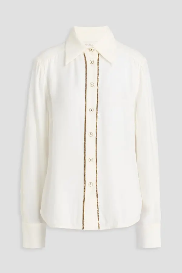 Zimmermann Chainembellished Crepe Shirt - Ivory