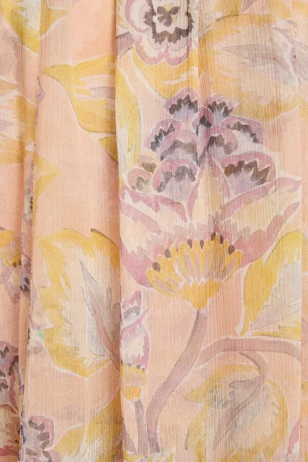 Zimmermann Layered Floral-print Crepe De Chine Midi Dress