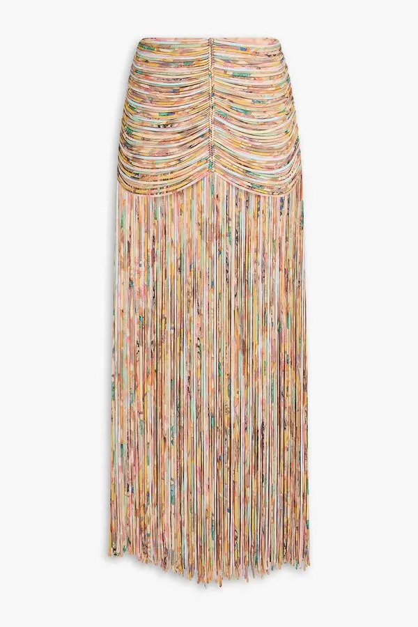 Zimmermann Fringed Floralprint Silkorganza Maxi Skirt - Multicolor