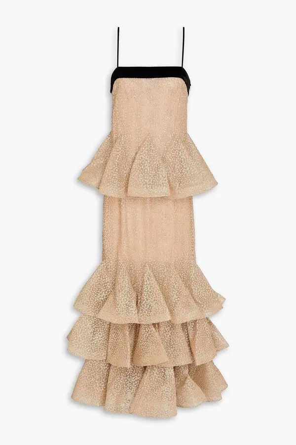 Zimmermann Tiered Glittered Tulle Maxi Dress