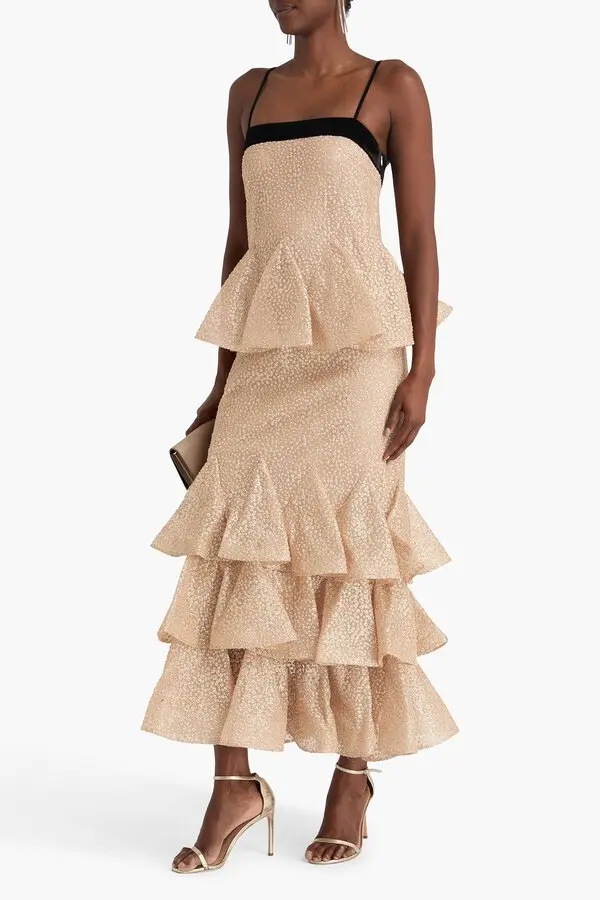 Zimmermann Tiered Glittered Tulle Maxi Dress