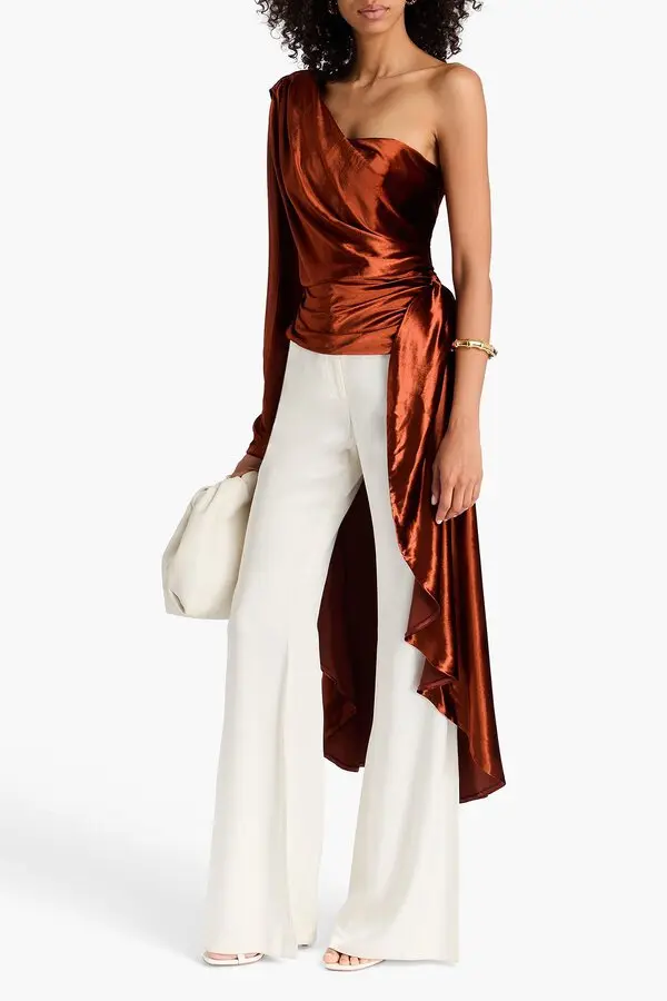 Zimmermann Oneshoulder Draped Velvet Top
