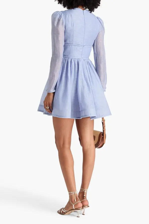 Zimmermann Linen And Silk-blend Organza Mini Dress