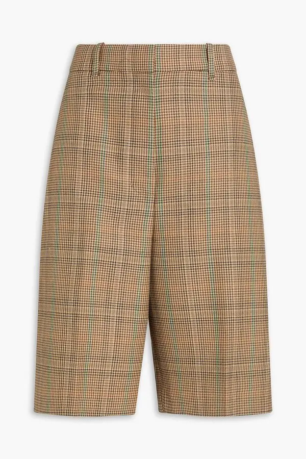 Zimmermann Prince Of Wales Checked Wool-blend Shorts - Brown