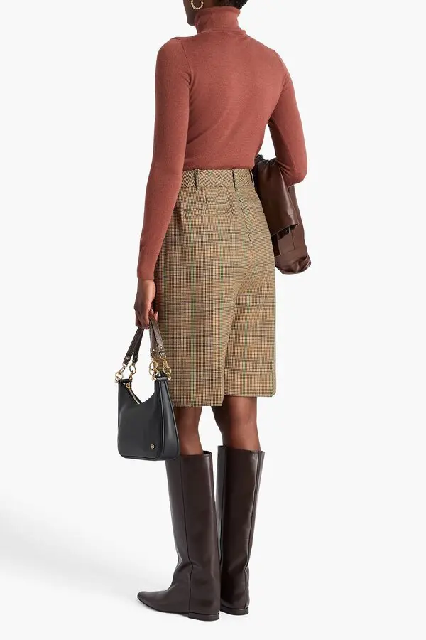 Zimmermann Prince Of Wales Checked Wool-blend Shorts