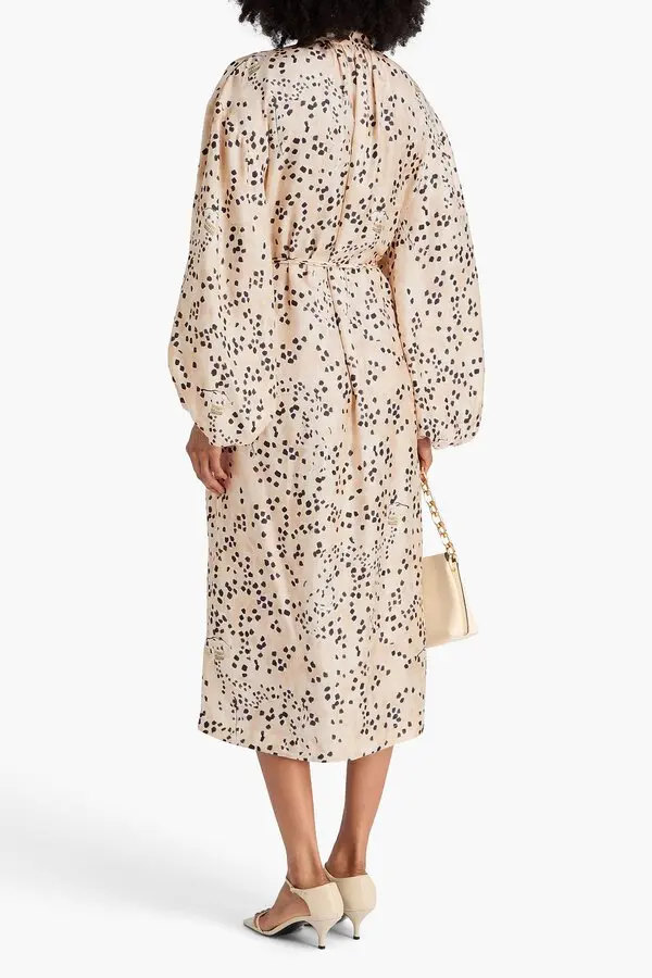 Zimmermann Printed Silk-twill Midi Dress With Pussy-bow Necktie