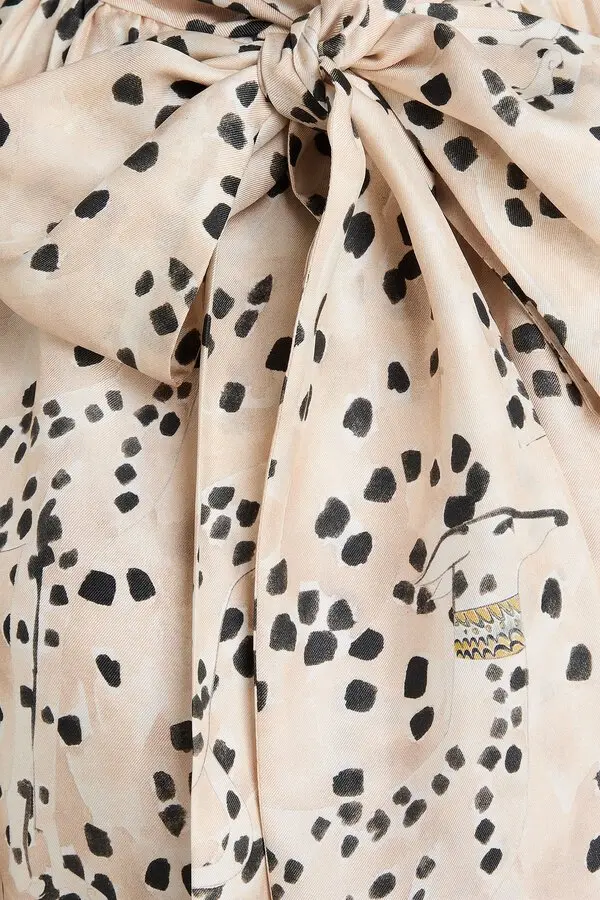 Zimmermann Printed Silk-twill Midi Dress With Pussy-bow Necktie