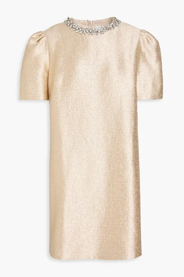 Zimmermann Crystalembellished Metallic Jacquard Mini Dress - Platinum