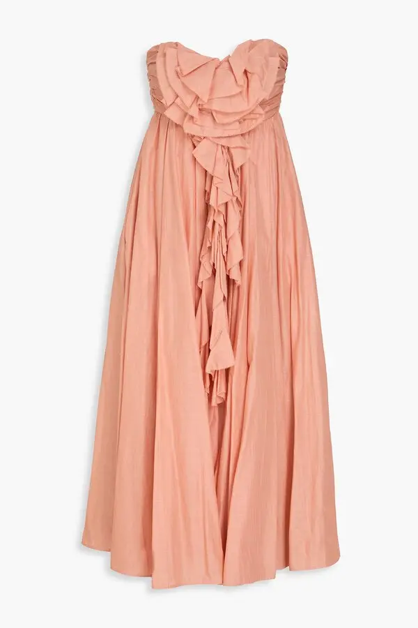 Zimmermann Strapless Ruffled Cottonmousseline Midi Dress