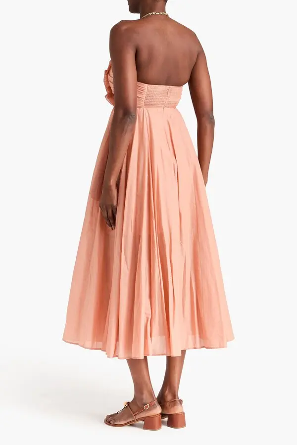 Zimmermann Strapless Ruffled Cottonmousseline Midi Dress