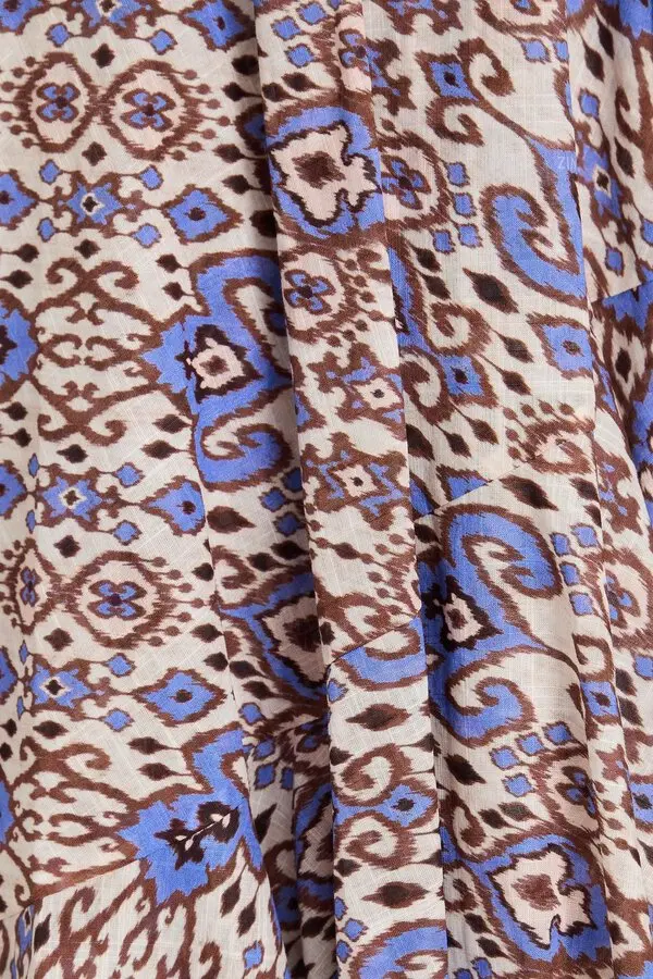 Zimmermann Coldshoulder Printed Cotton Midi Wrap Dress