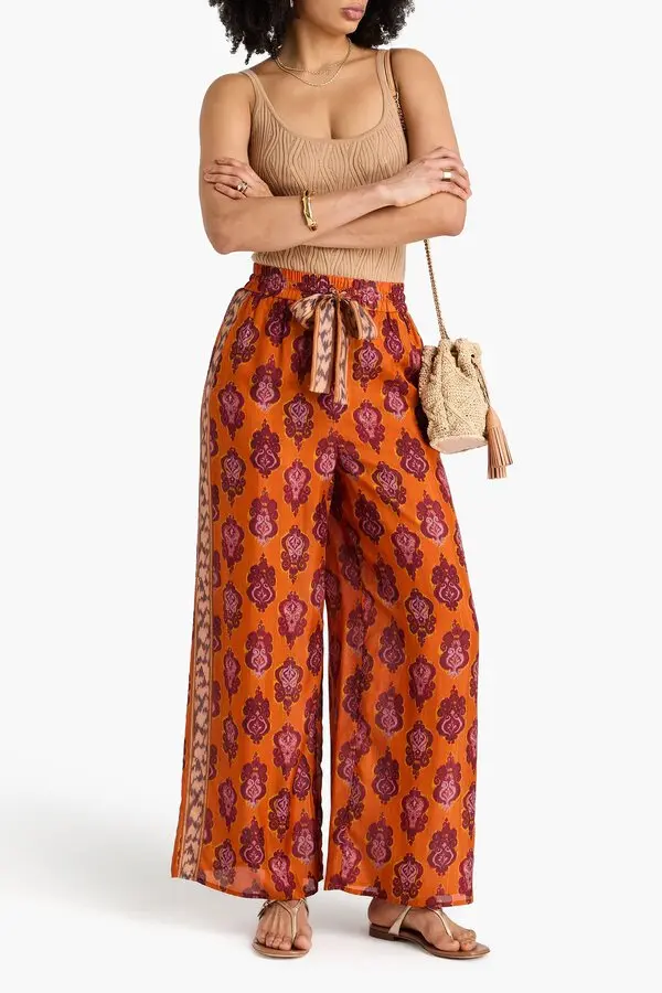 Zimmermann Wylie Printed Silk Crepe De Chine Wide-leg Pants