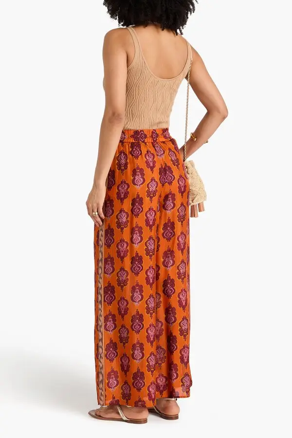 Zimmermann Wylie Printed Silk Crepe De Chine Wide-leg Pants