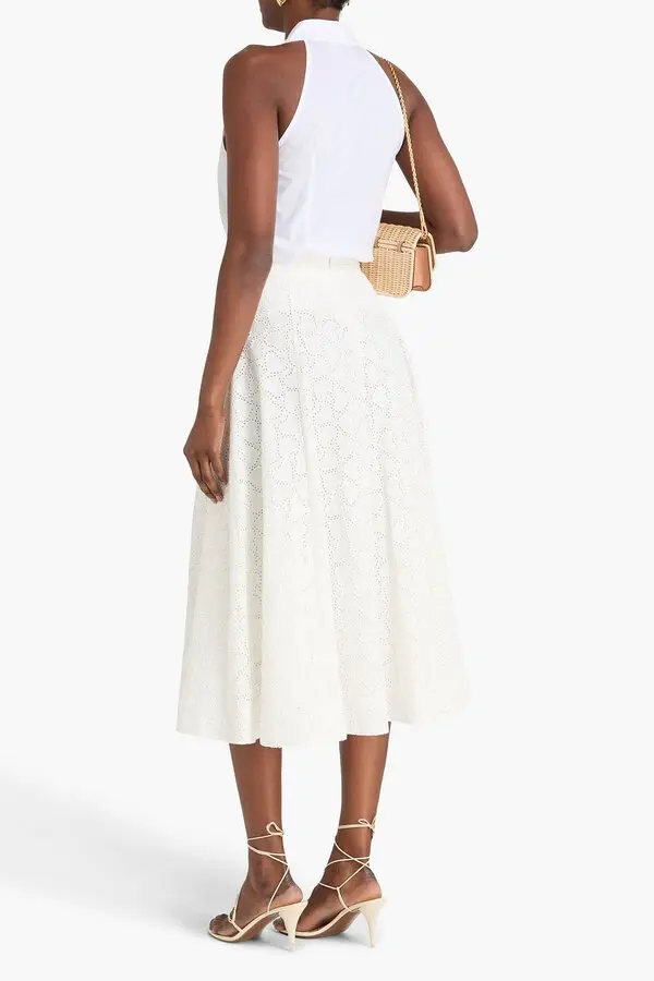 Zimmermann Broderie Anglaise Linen Midi Skirt