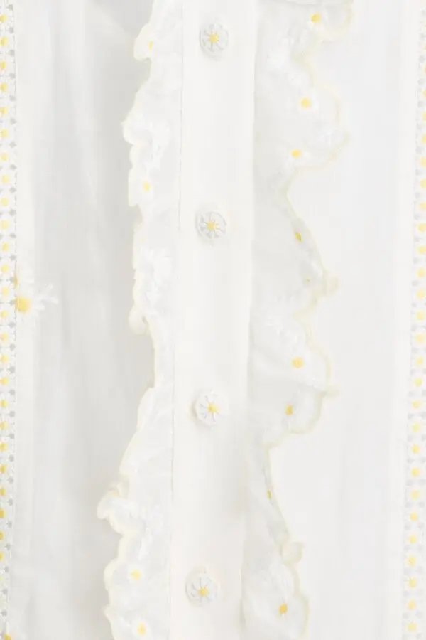 Zimmermann Lacetrimmed Ruffled Ramie Blouse