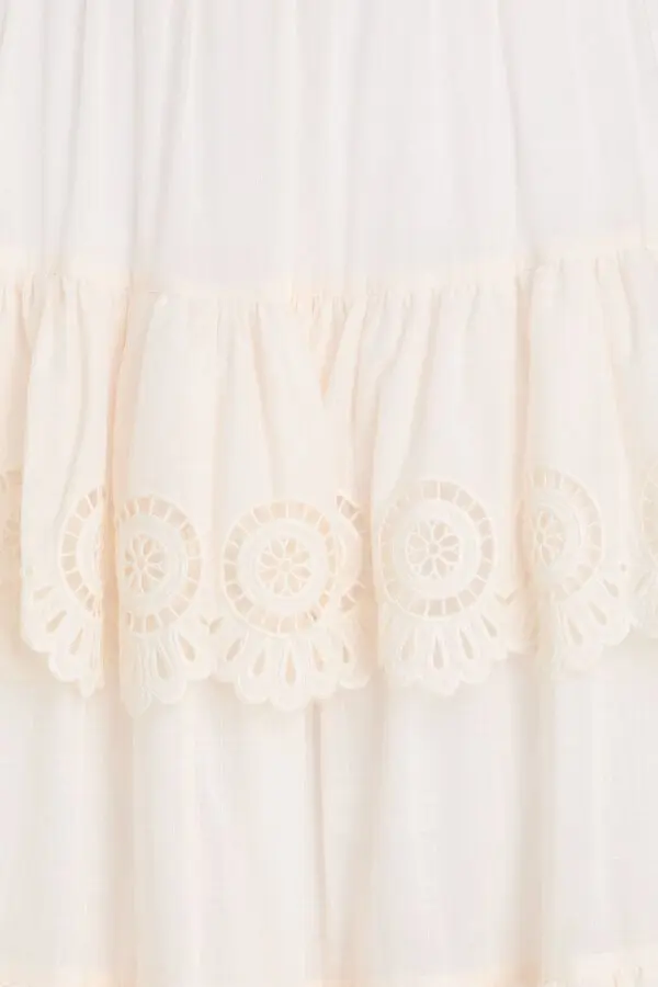 Zimmermann Tiered Broderie Anglaise Cotton Midi Skirt