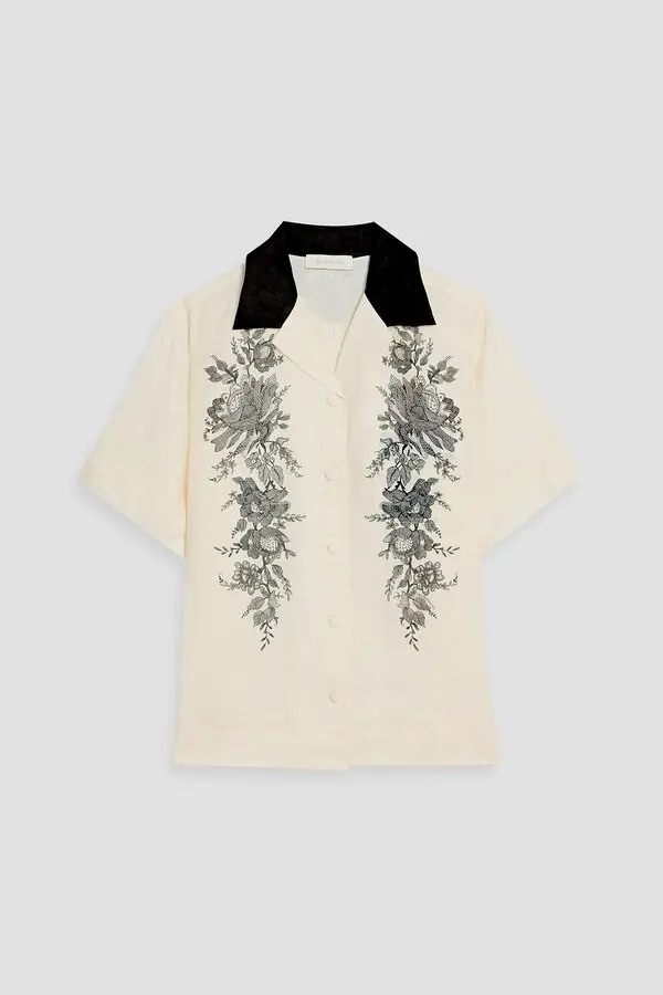 Zimmermann Floralprint Linen Shirt - Cream