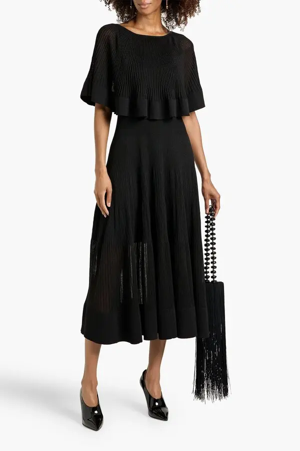 Zimmermann Capeeffect Ribbedknit Midi Dress