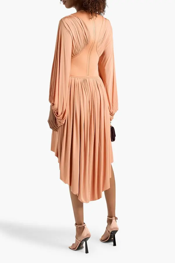 Zimmermann Asymmetric Gathered Satinjersey Dress